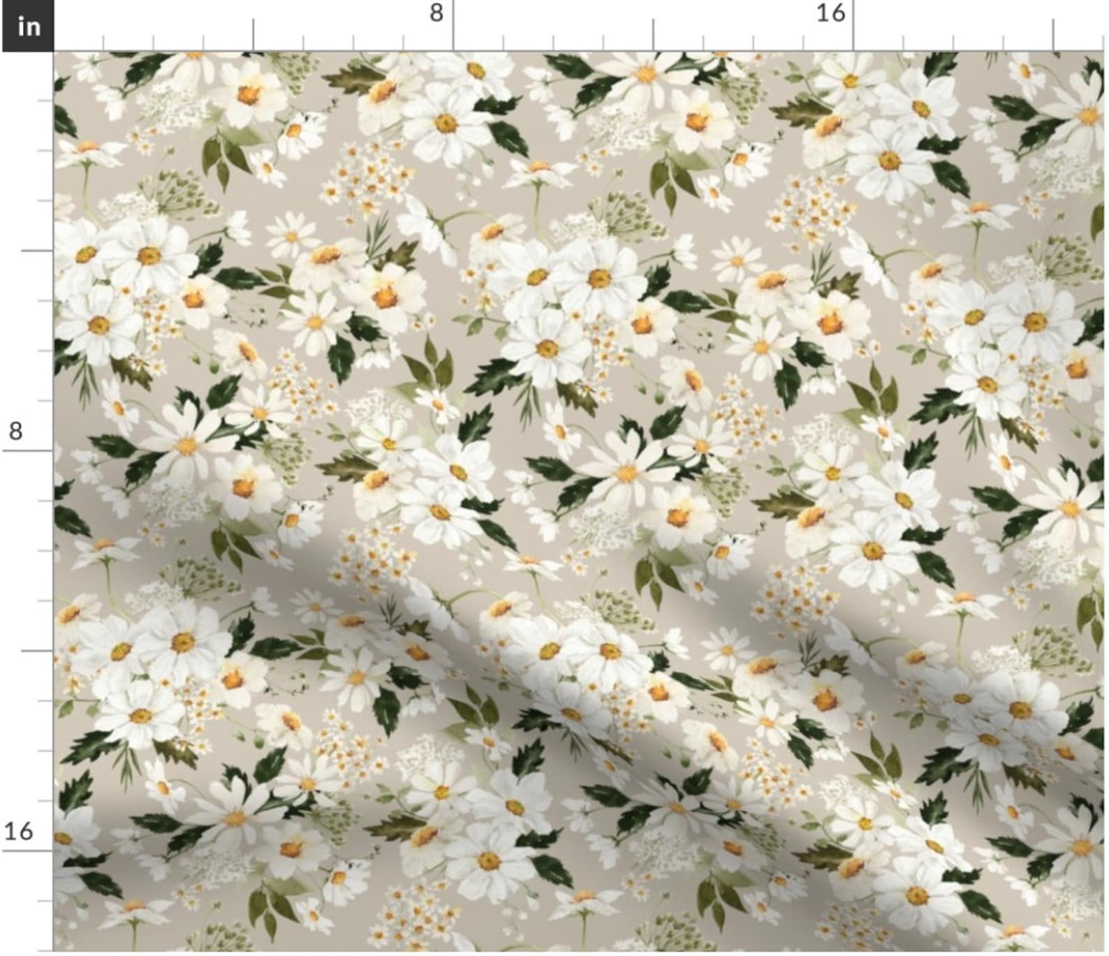Daisy Floral Fabric by the Yard. Quilting Cotton, Poplin, Organic Knit ...