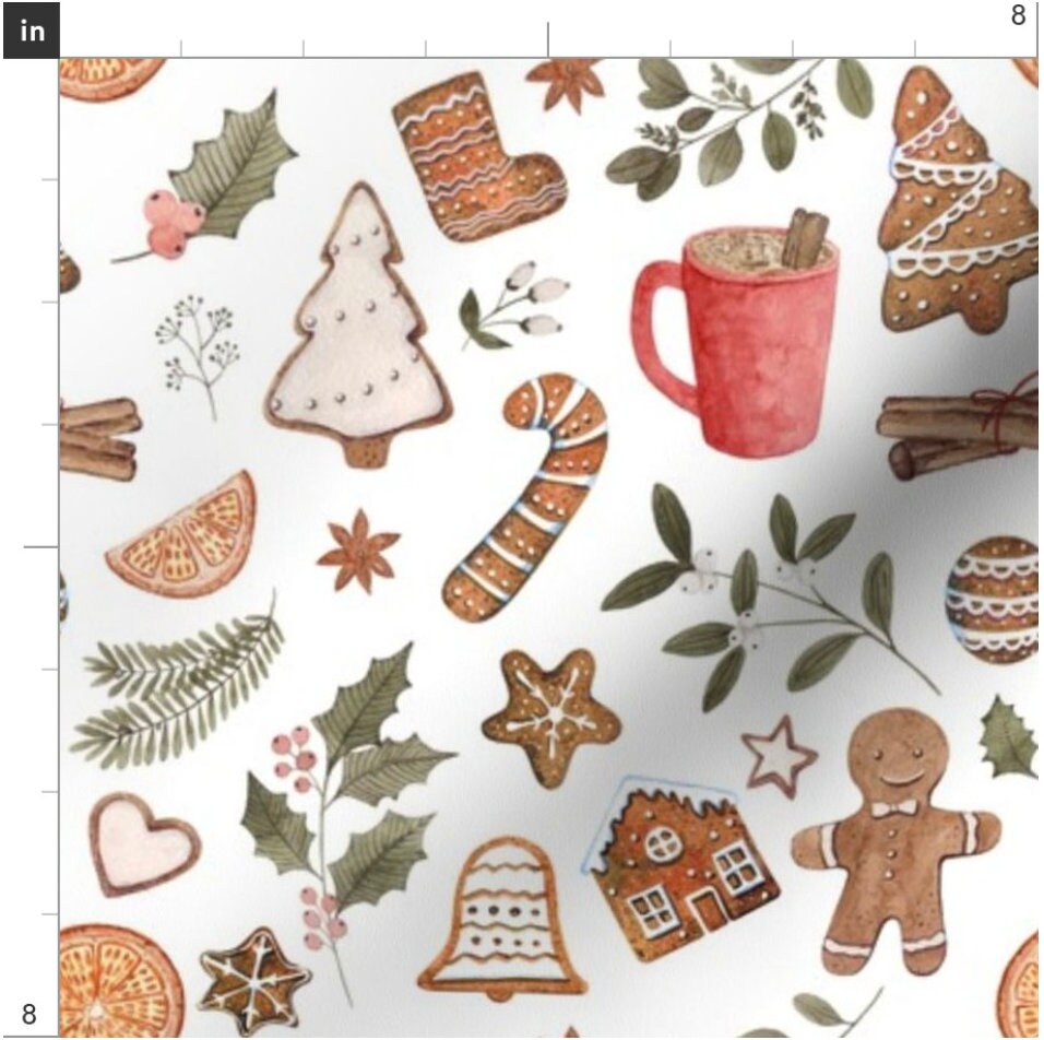 Gingerbread Fabric - Christmas Fabric by the Yard, Vintage Holiday ...