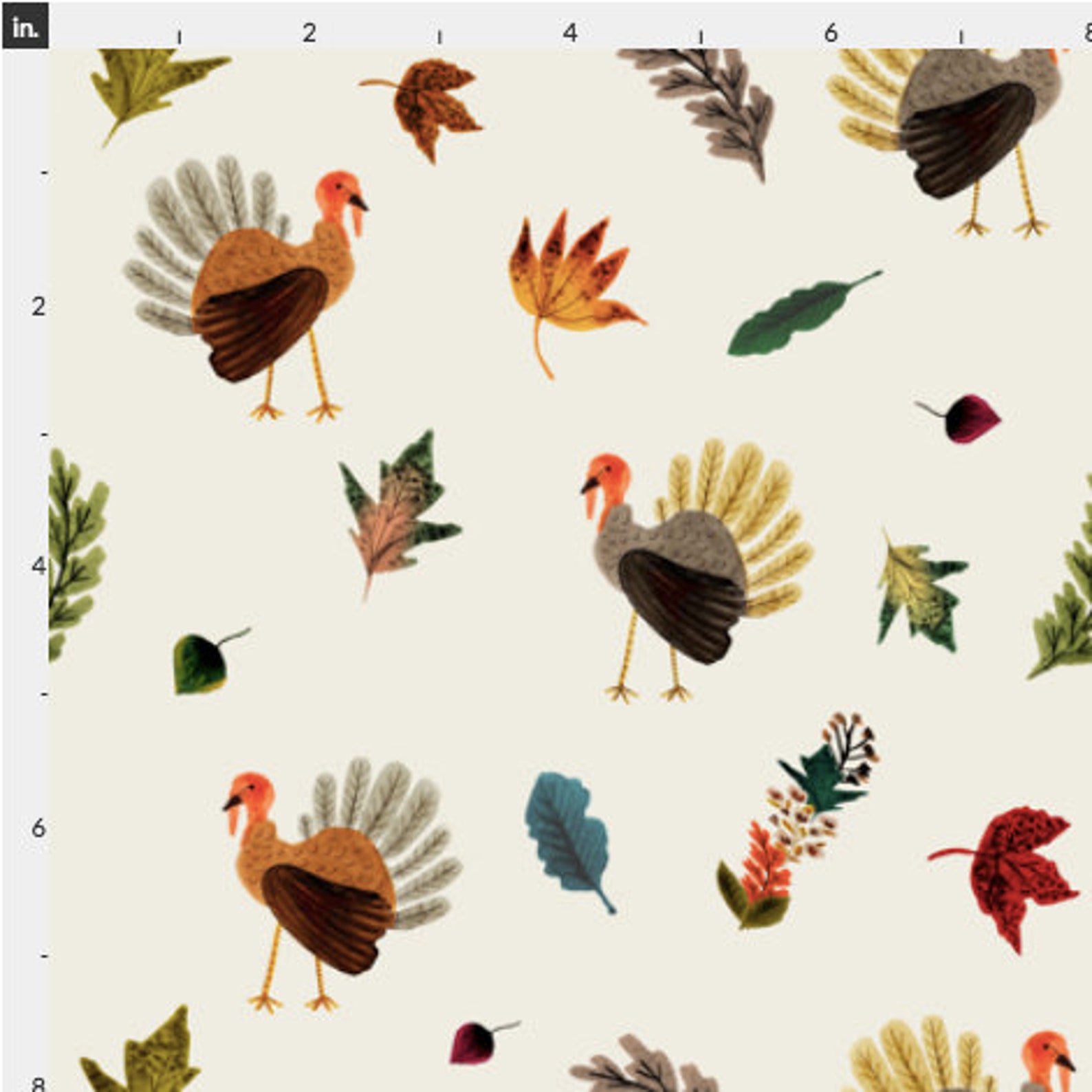 Fall Thanksgiving Turkeys Fabric by the Yard. Autumn Turkey | Etsy