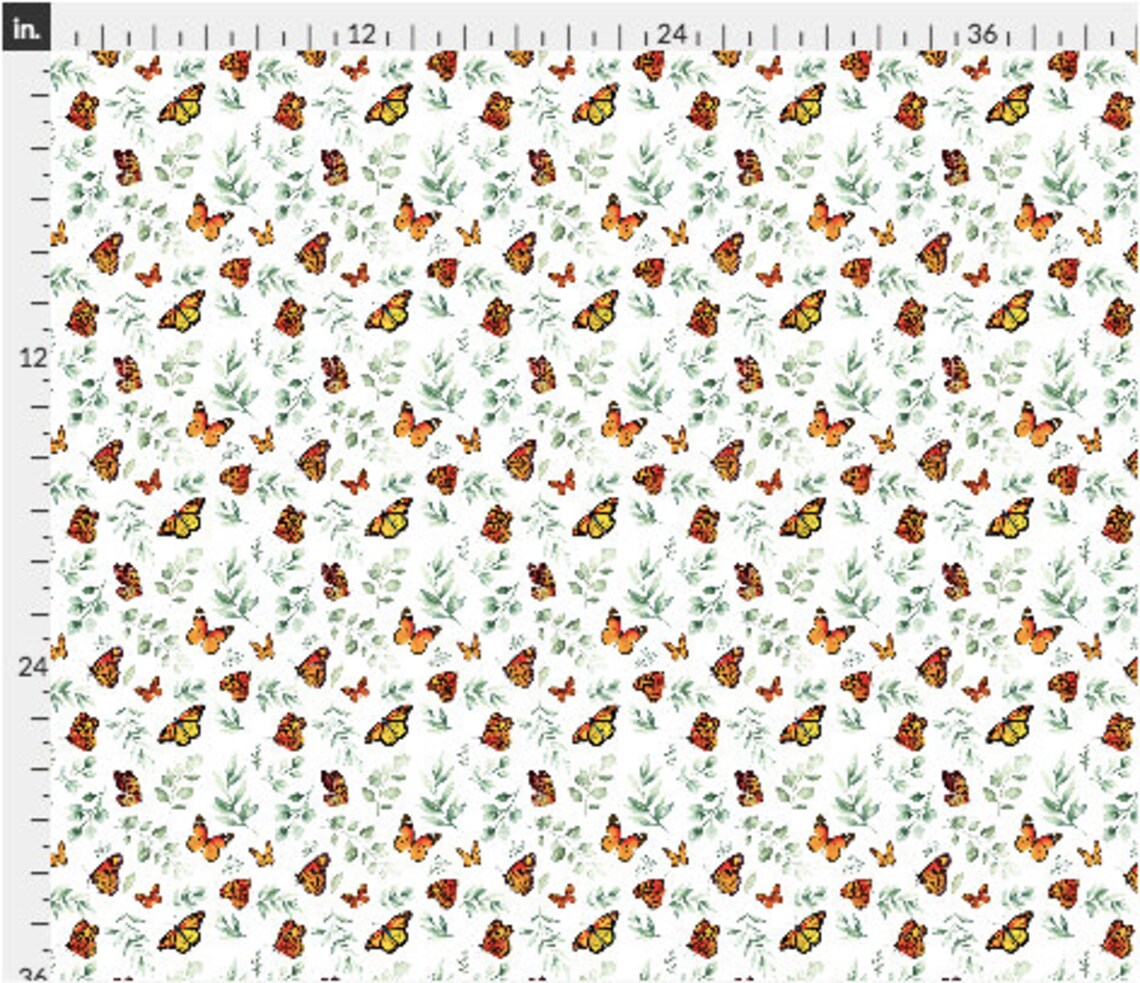 Monarch Butterflies and Greenery Fabric by the Yard. Quilting - Etsy