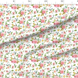 Spring Pink Floral Fabric by the Yard. Quilting Cotton, Sateen, Poplin ...