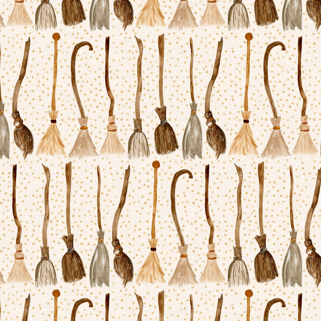 Wicked Broom Fabric by the Yard. Halloween Witch, Broomstick, Magical ...