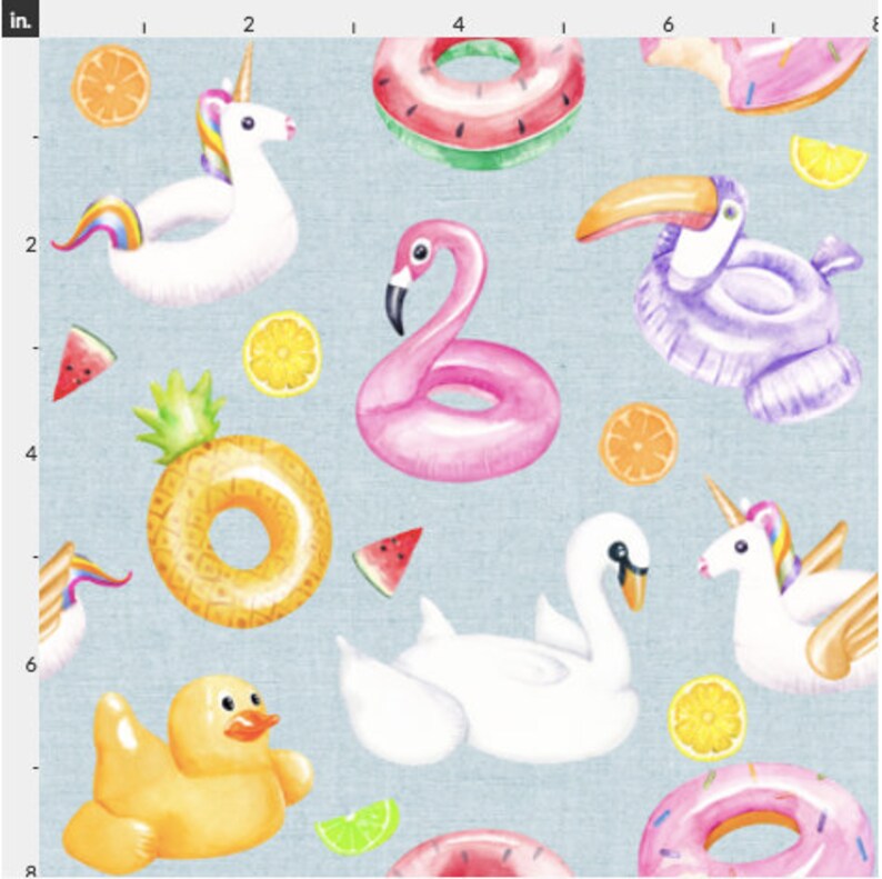 Summer Pool Floats Fabric by the Yard. Beach Pool Fabric - Etsy