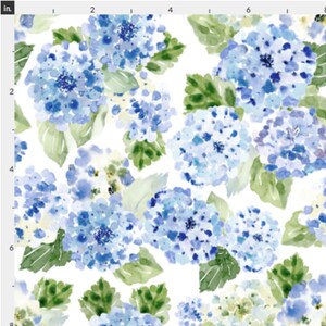Blue Hydrangea Floral Fabric by the Yard. Quilting Cotton - Etsy