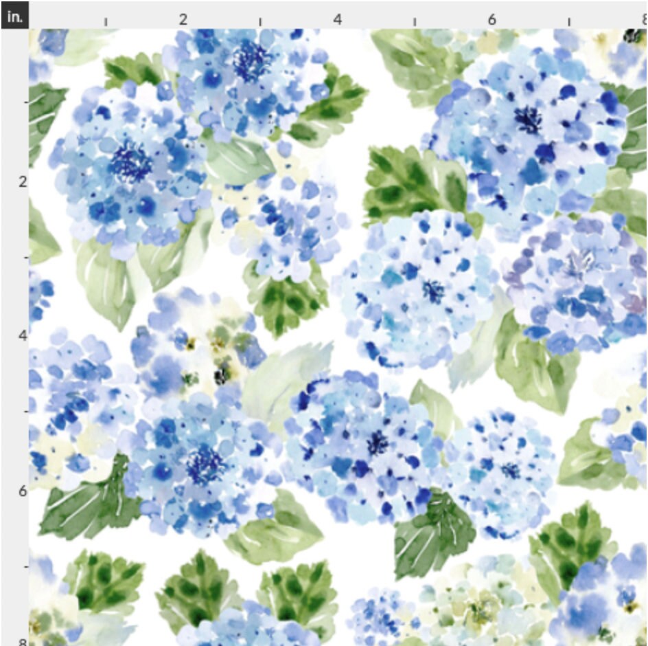 Blue Hydrangea Floral Fabric by the Yard. Quilting Cotton - Etsy