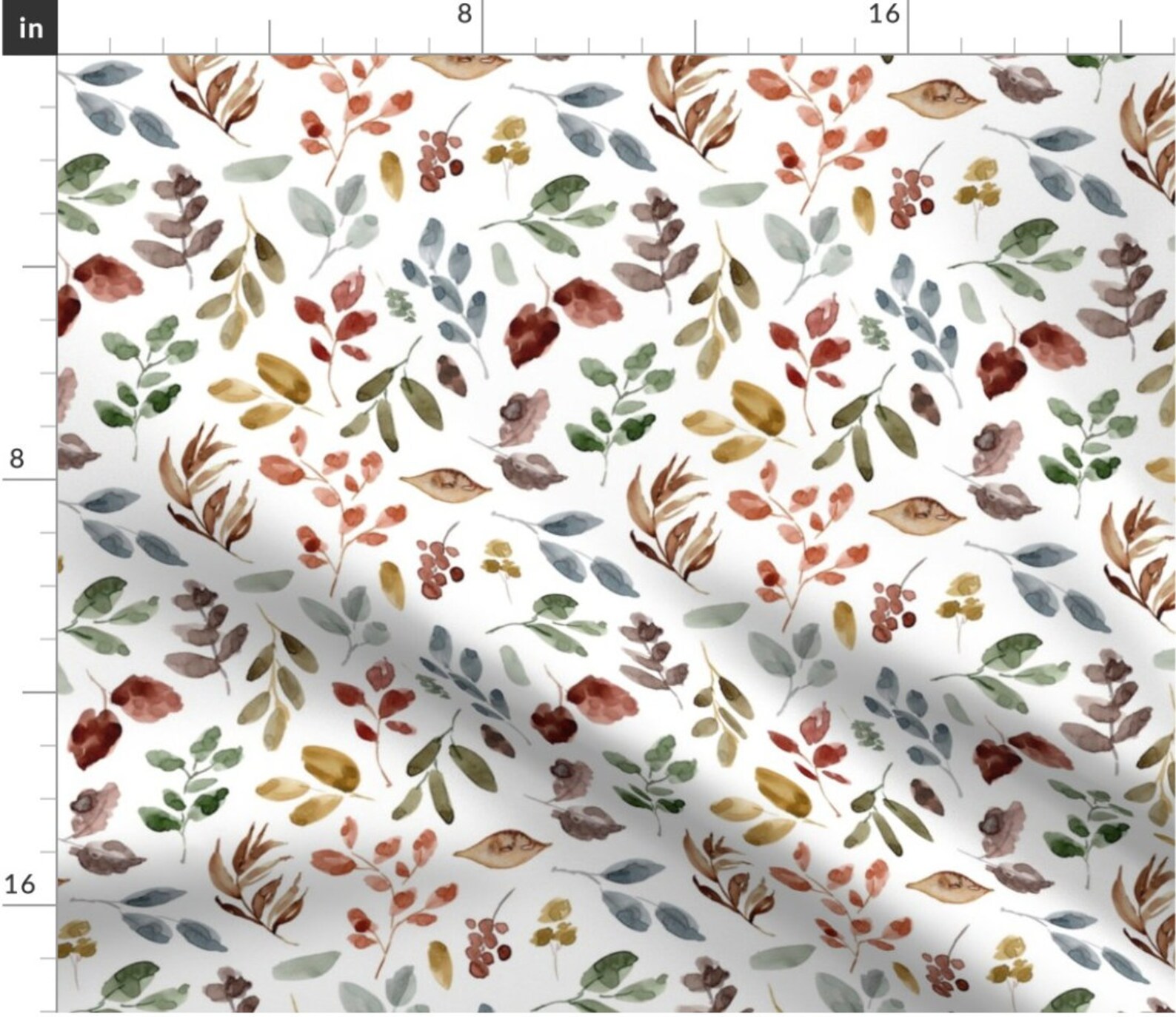 Fall Autumn Leaves Fabric by the Yard. Autumn Fabric, Watercolor Floral Fabric, Fall Foliage ...
