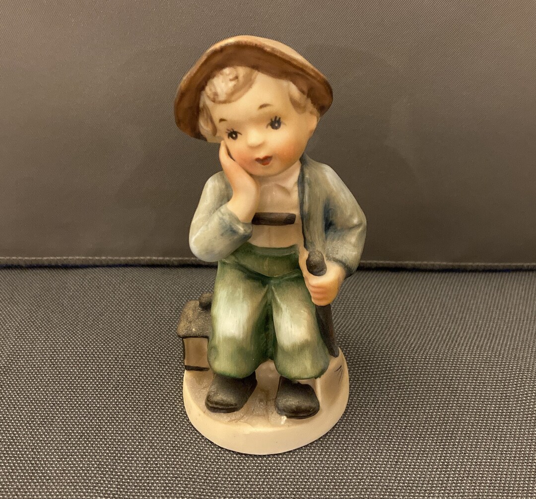 Vintage Napco Ceramic “tired” AH901 Boy Sitting With Axe Figurine ...