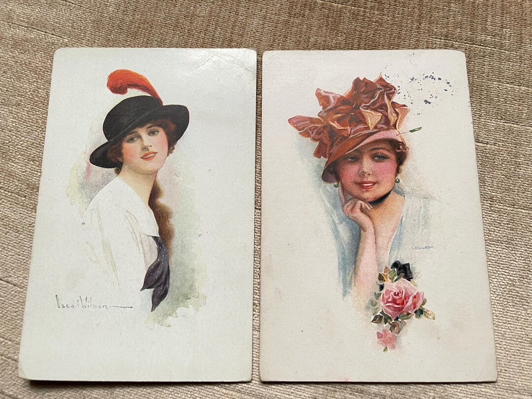 Two Beautiful Old Postcards With Female Motifs - 1900-1920 - Etsy