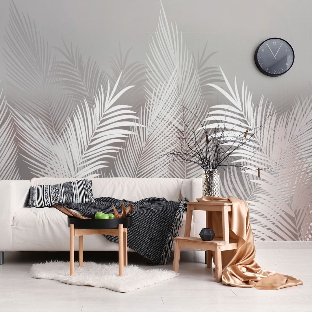 Palm Leaves Wallpaper Mural Tropical - Etsy