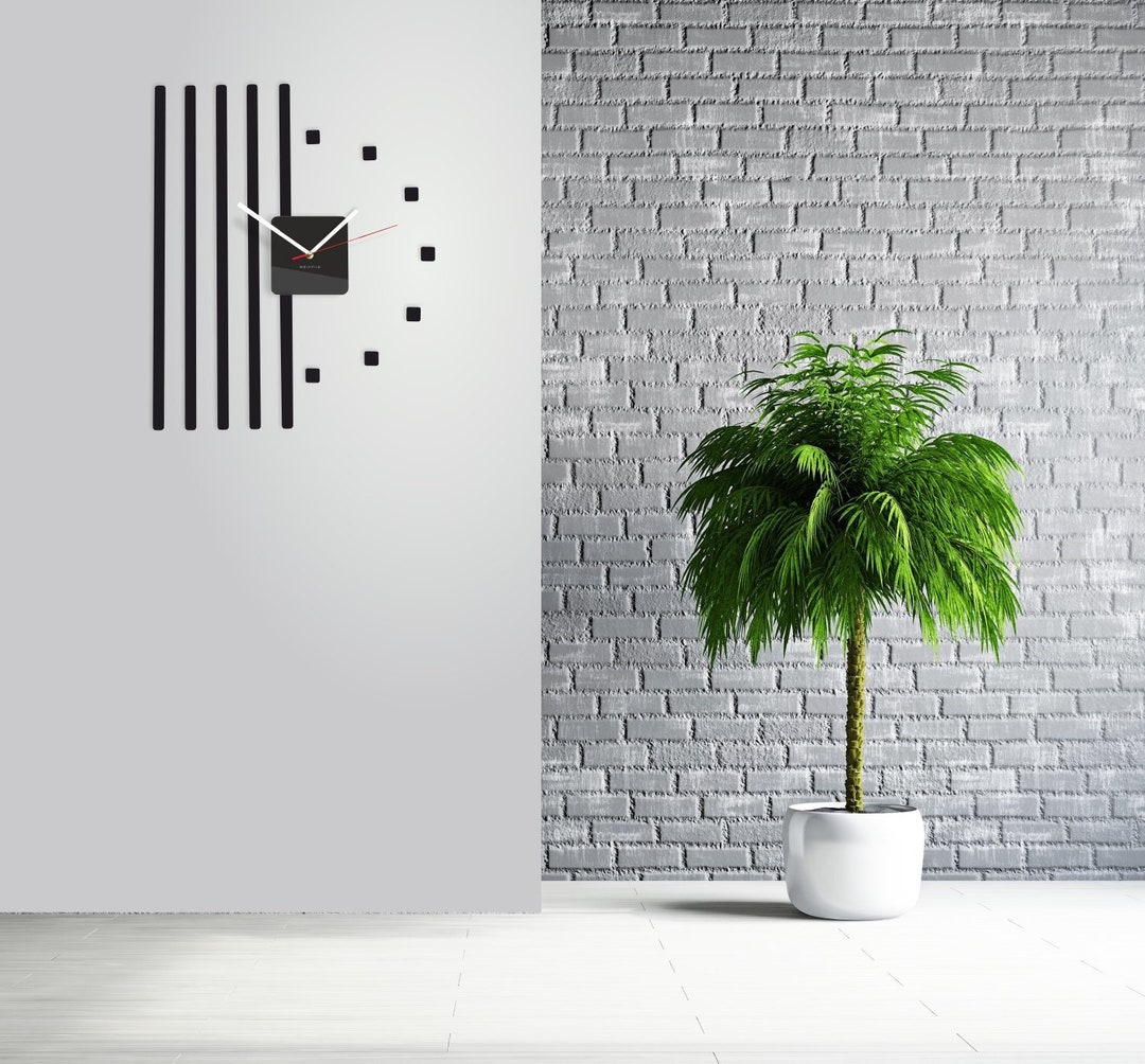 Geometric Clock Modern Large Office Clock Black Clock Gift for Boss ...