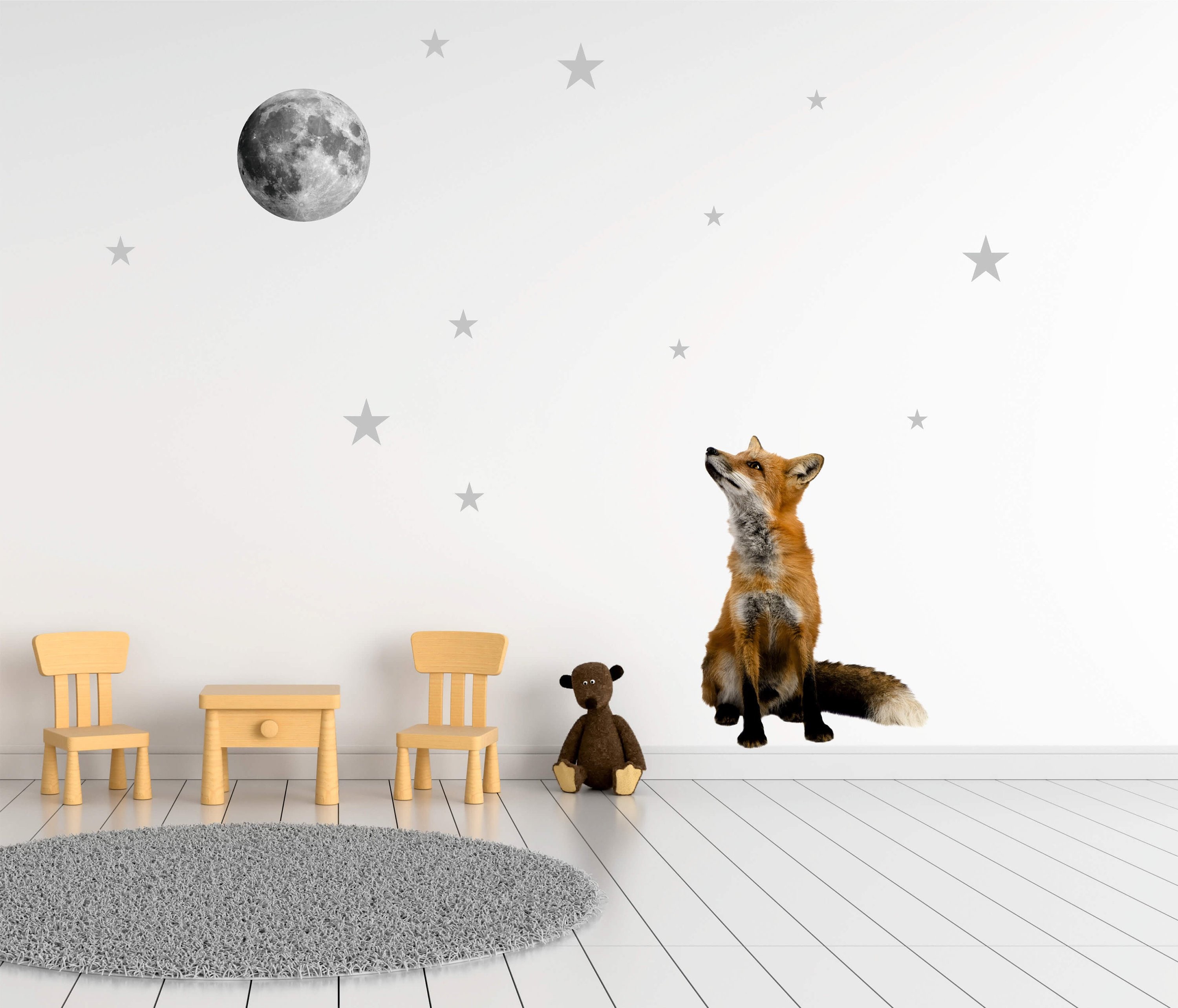 Kids Room Fox Wall Decor Little Fox Decal Real Like Fox Wall Art Vinyl ...