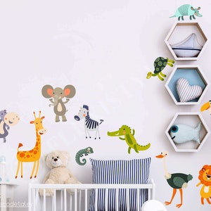 Safari Animals Decal Set of 11 Zoo Animals Elephant Giraffe Zebra Lion ...