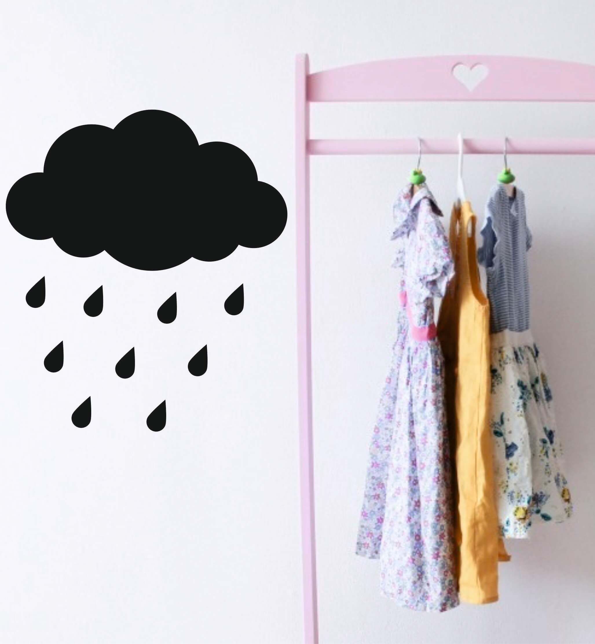 Rain Cloud Wall Decal Chalkboard Raining Black Drops Cloud Sticker ...