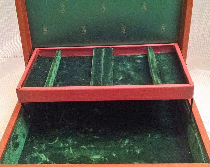 Gorgeous Emerald Green Vintage Jewelry Box Satin and Velvet Interior ...