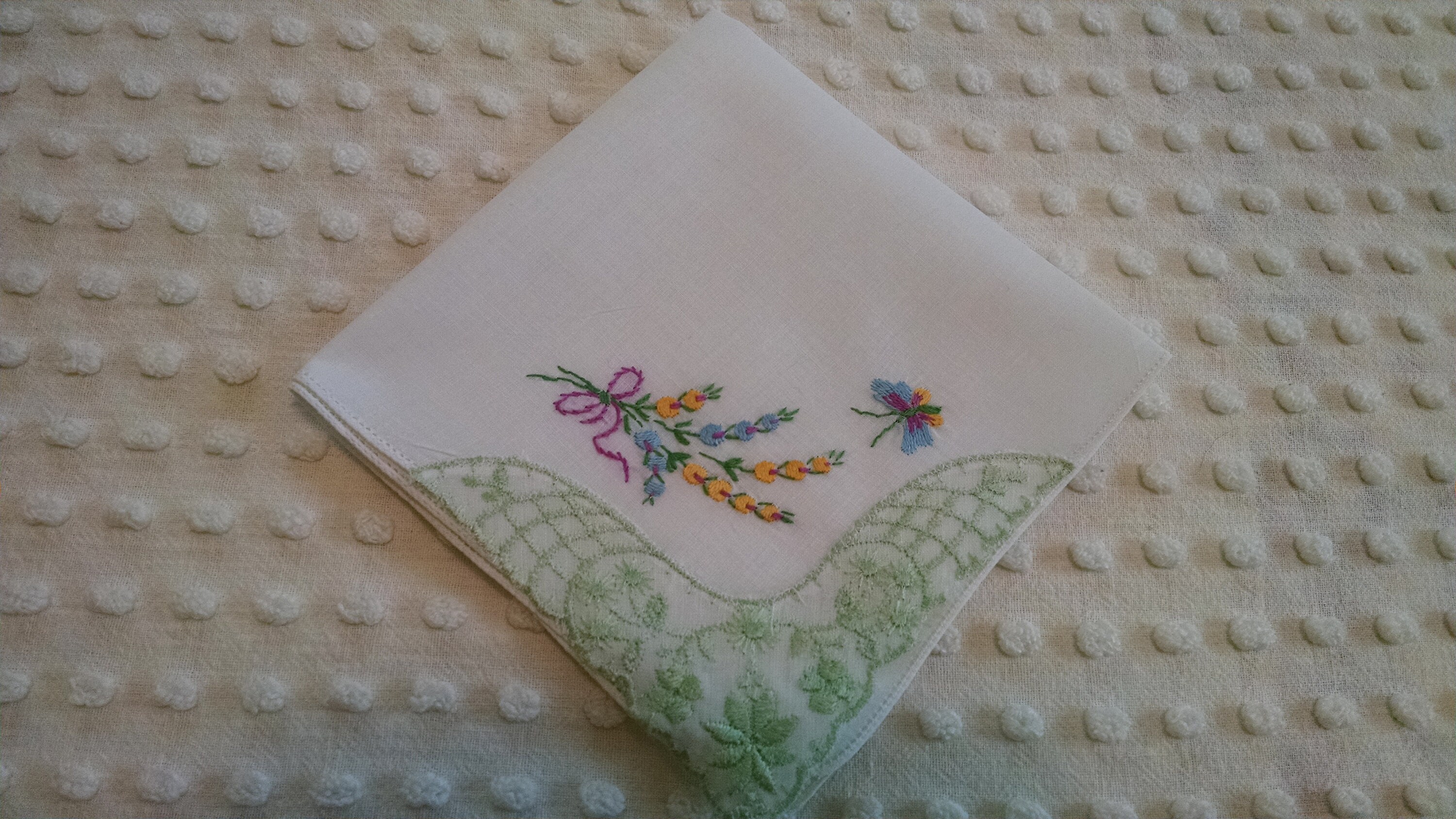 Pretty Vintage Hankie Handkerchief Embroidered Butterfly Blue - Etsy