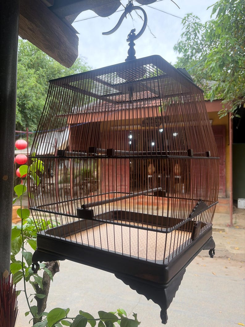 Wooden Bird Cage | Traditional Vietnamese Birdhouse | Decorative Finch ...