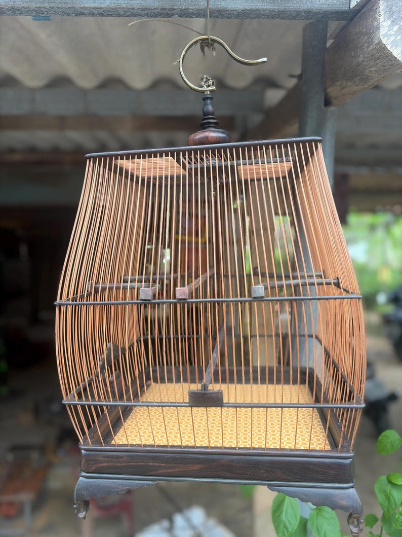 Wooden Bird Cage | Traditional Vietnamese Birdhouse | Decorative Finch ...