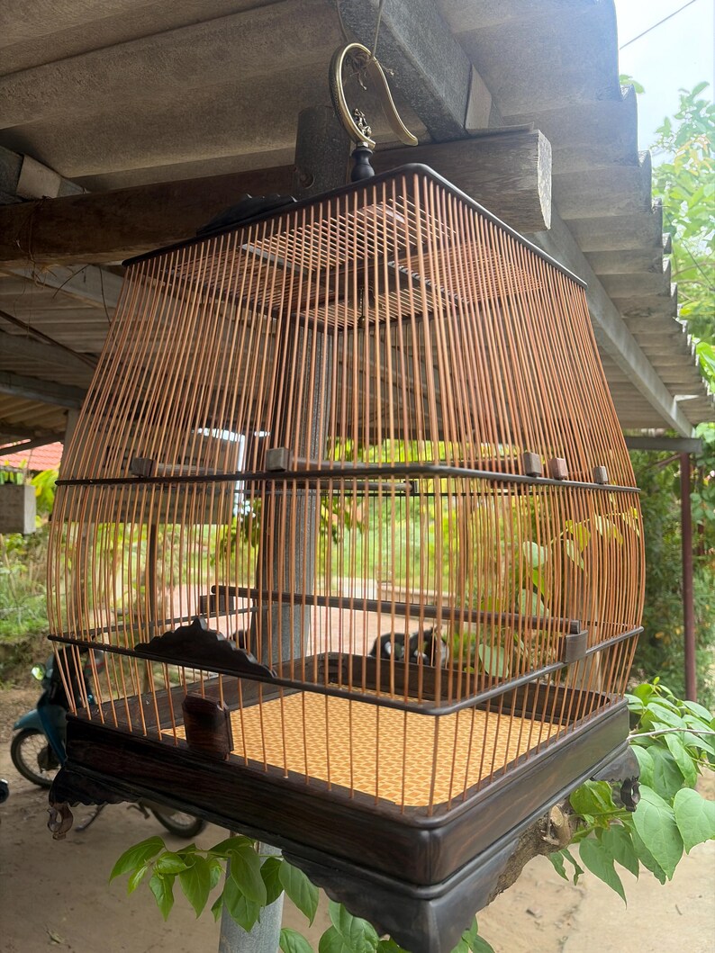Wooden Bird Cage | Traditional Vietnamese Birdhouse | Decorative Finch ...
