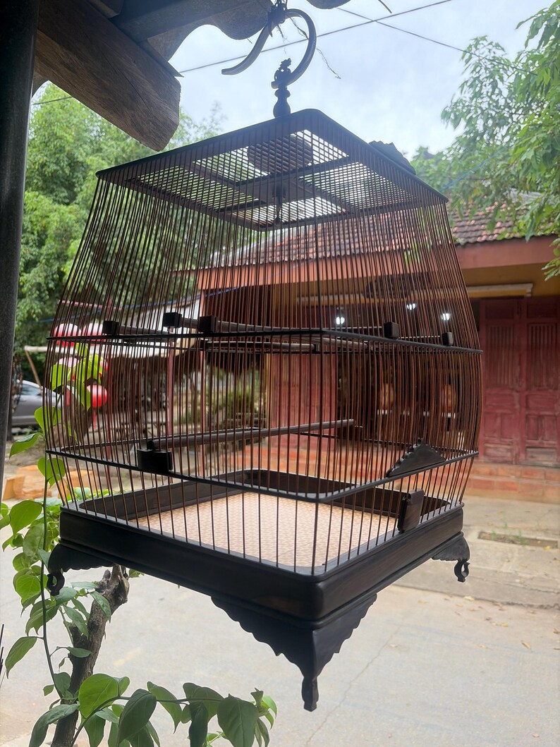 Wooden Bird Cage | Traditional Vietnamese Birdhouse | Decorative Finch ...