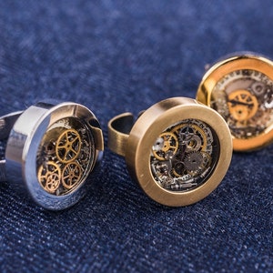Watch Gears Ring, Vintage Steampunk, Real Watch Gears and Made Retro ...