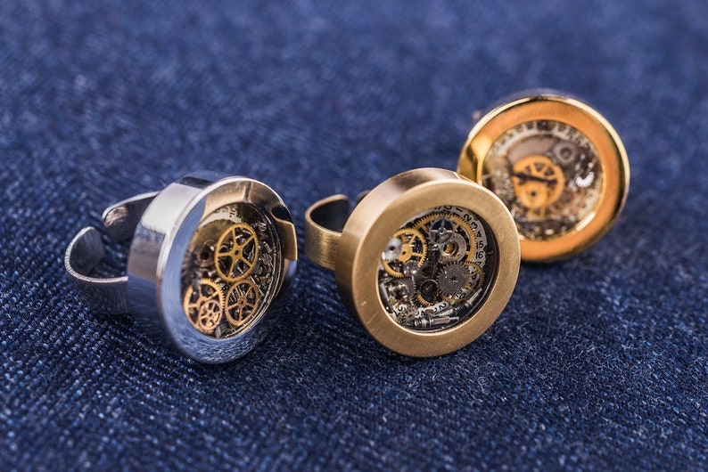 Watch Gears Ring, Vintage Steampunk, Real Watch Gears and Made Retro ...