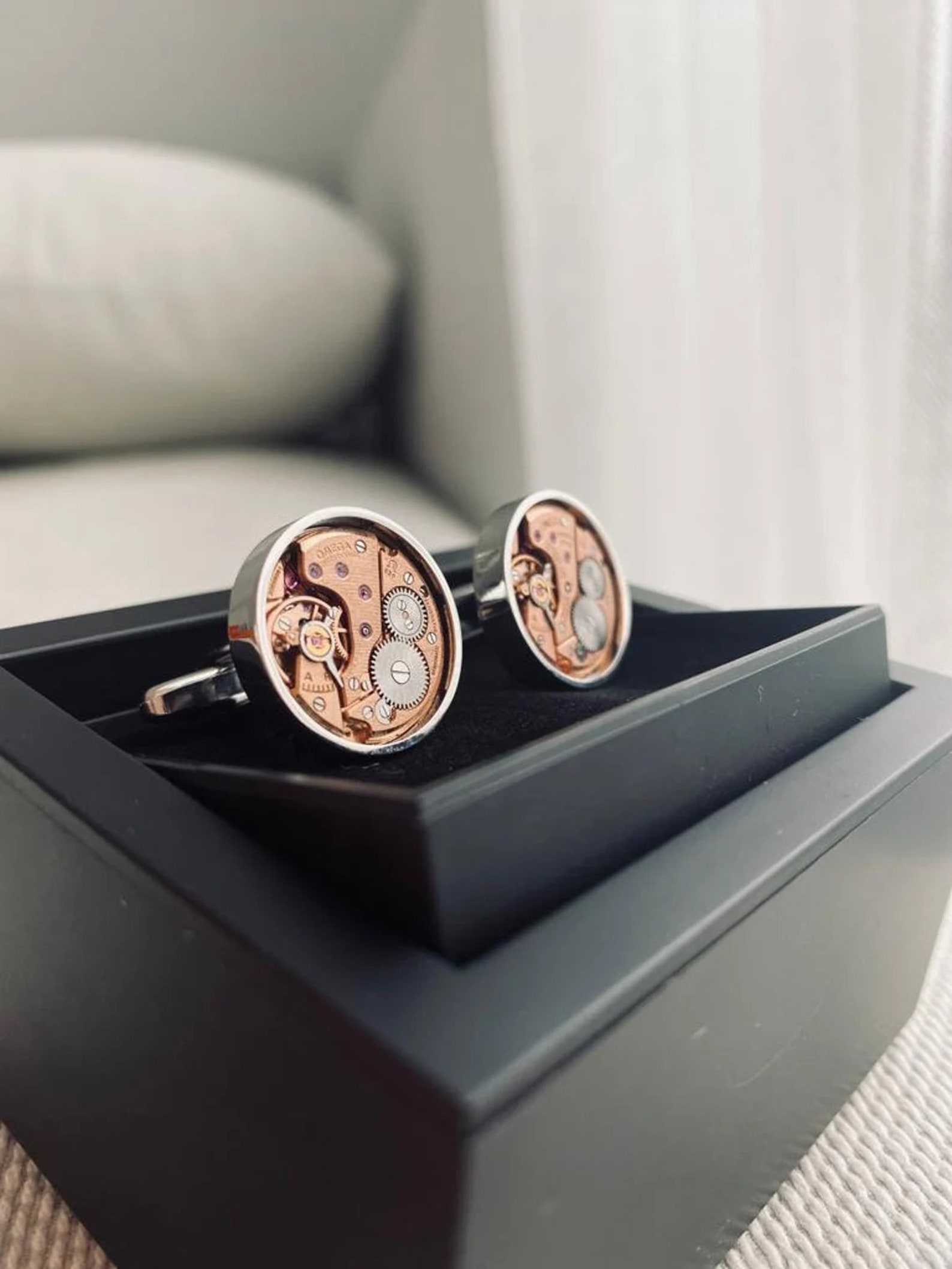Cufflinks Made With Genuine Non-working Real Omega Movements Different ...