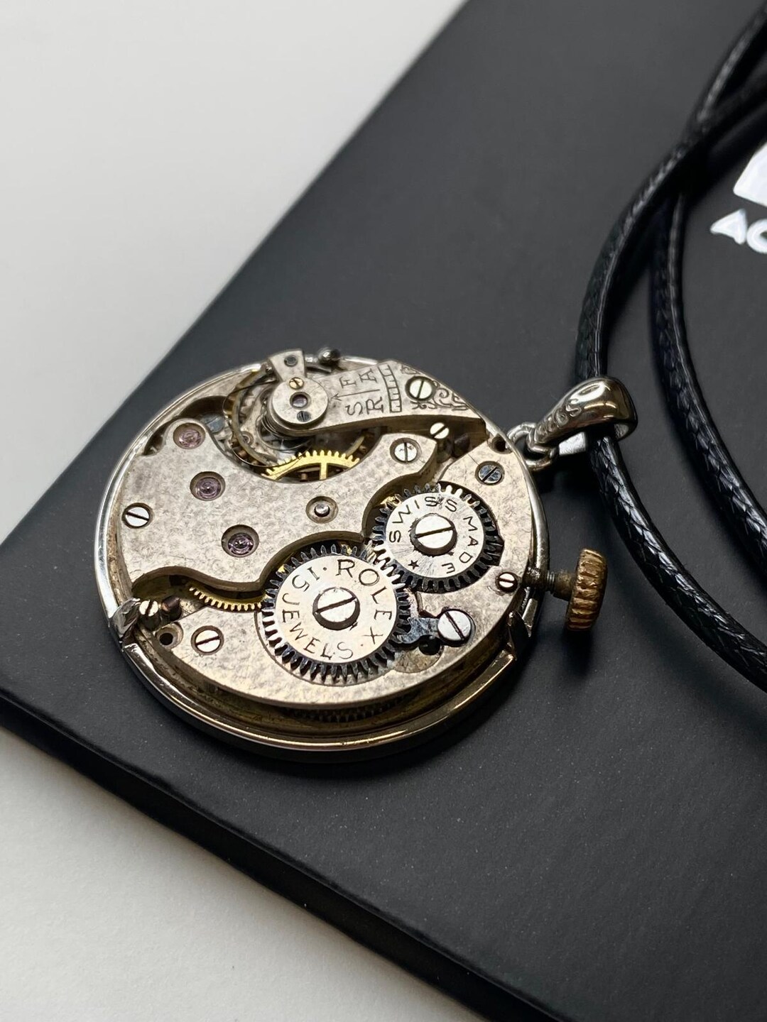 Pendant With Real Rolex Watch Movement in 925 Sterling Silver Frame ...