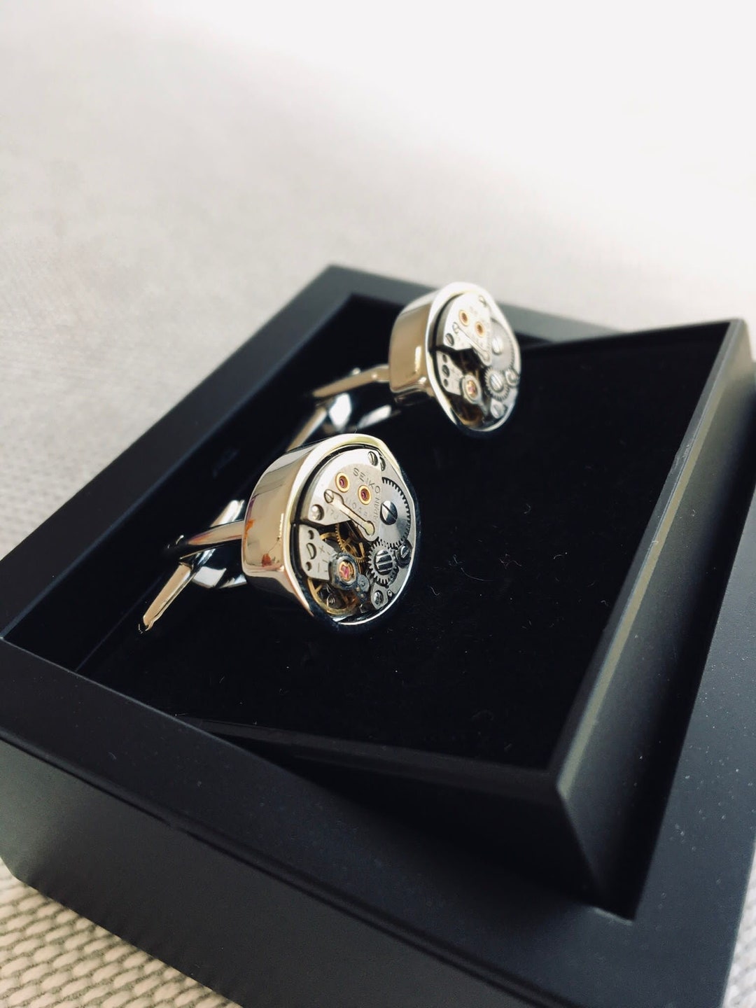 Seiko Watch Cufflinks for Men, Unique Steampunk Gift, Vintage Real ...
