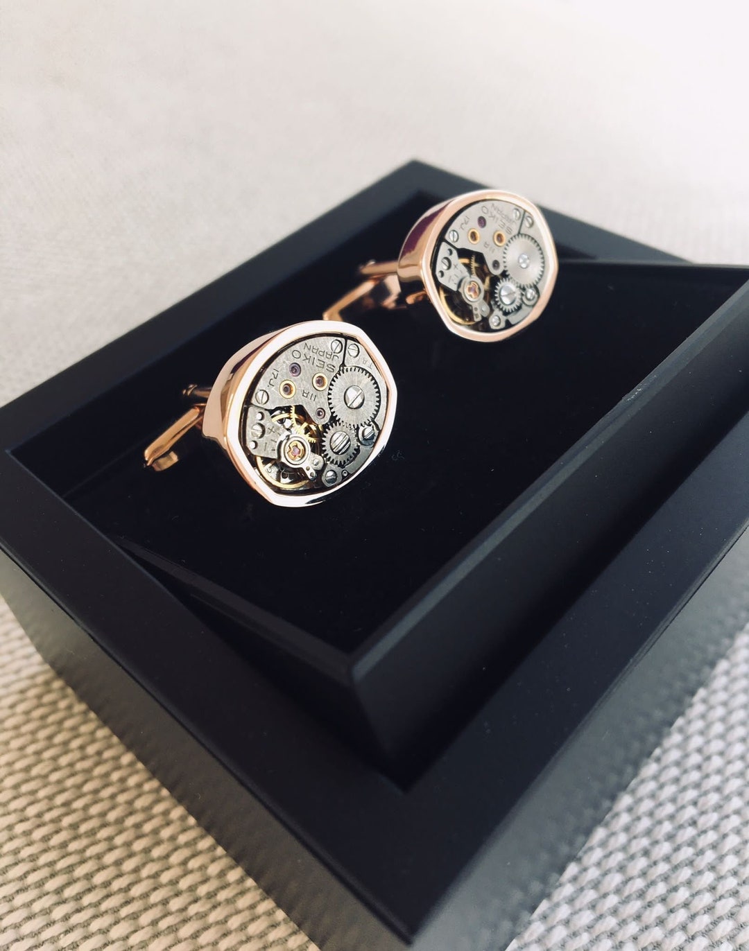 Seiko Watch Cufflinks for Men, Unique Steampunk Gift, Vintage Real ...