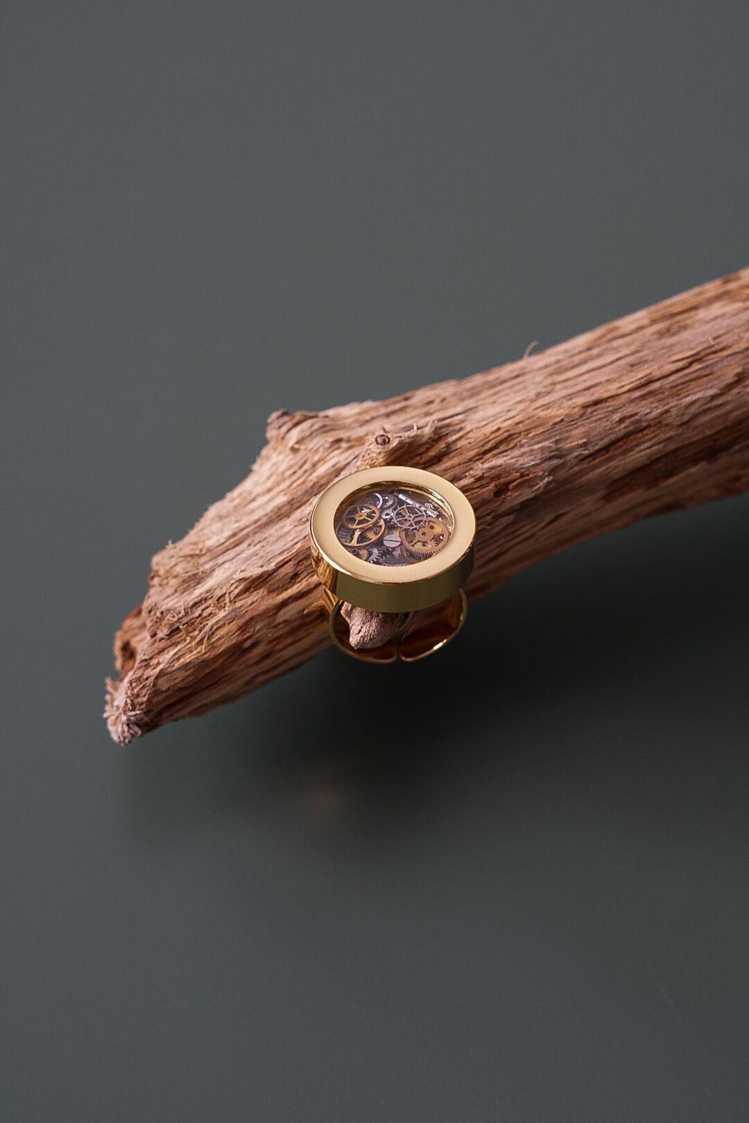 Watch Gears Gold Colour Ring, Vintage Steampunk, Real Watch Gears and ...