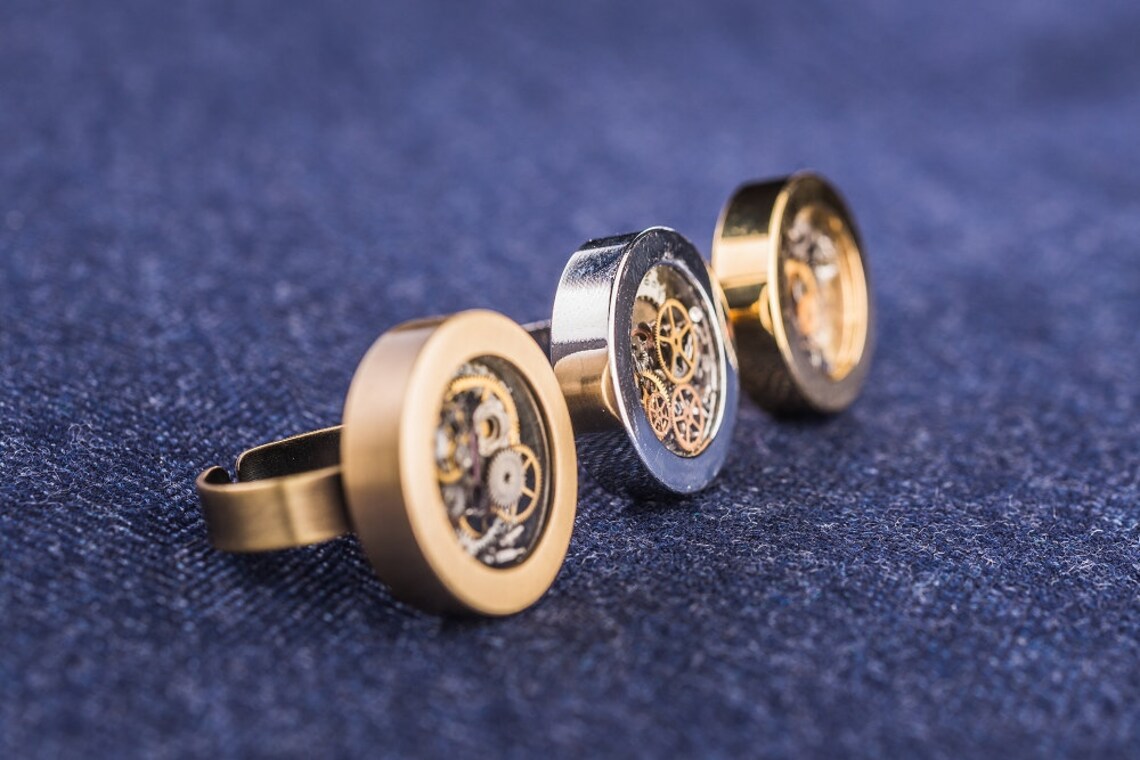 Watch Gears Ring, Vintage Steampunk, Real Watch Gears and Made Retro ...
