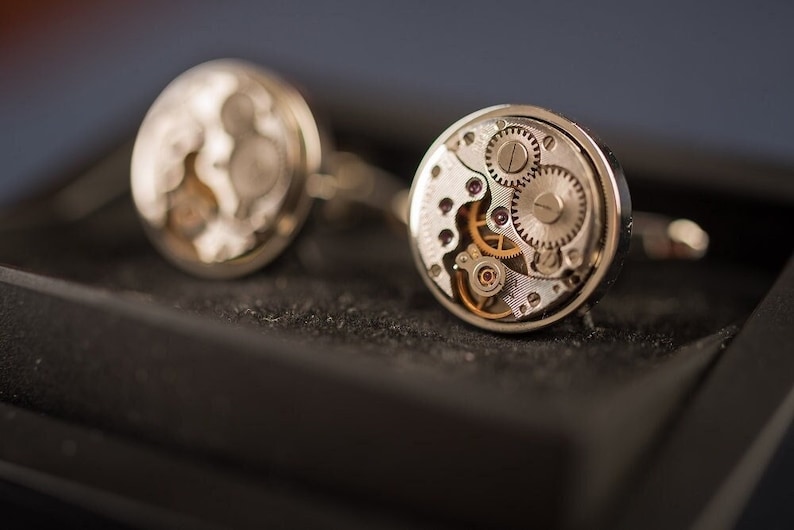Real Watch Cufflinks, Unique Steampunk Gift, Vintage Real Watch ...