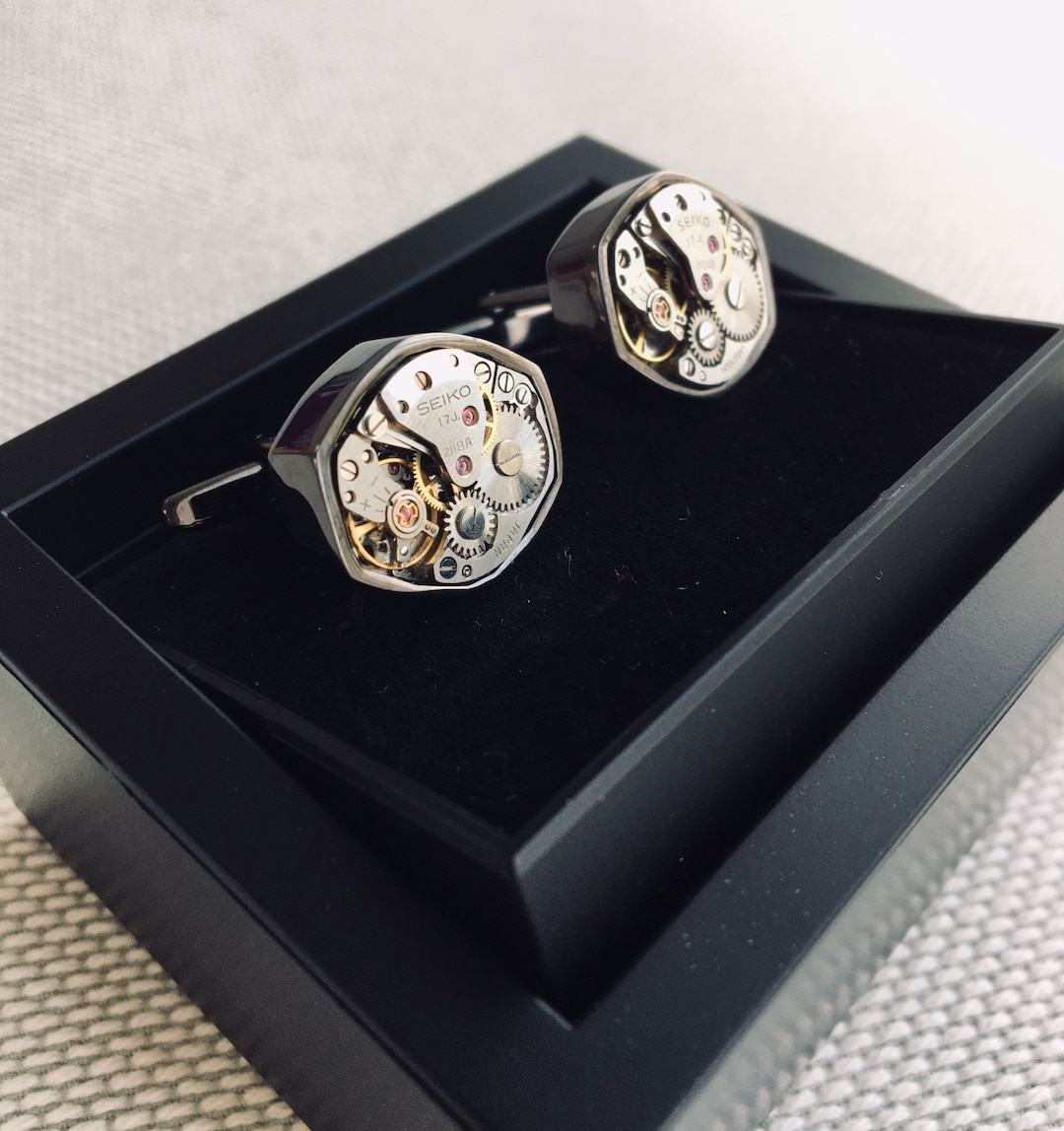 Seiko Watch Cufflinks for Men, Unique Steampunk Gift, Vintage Real ...