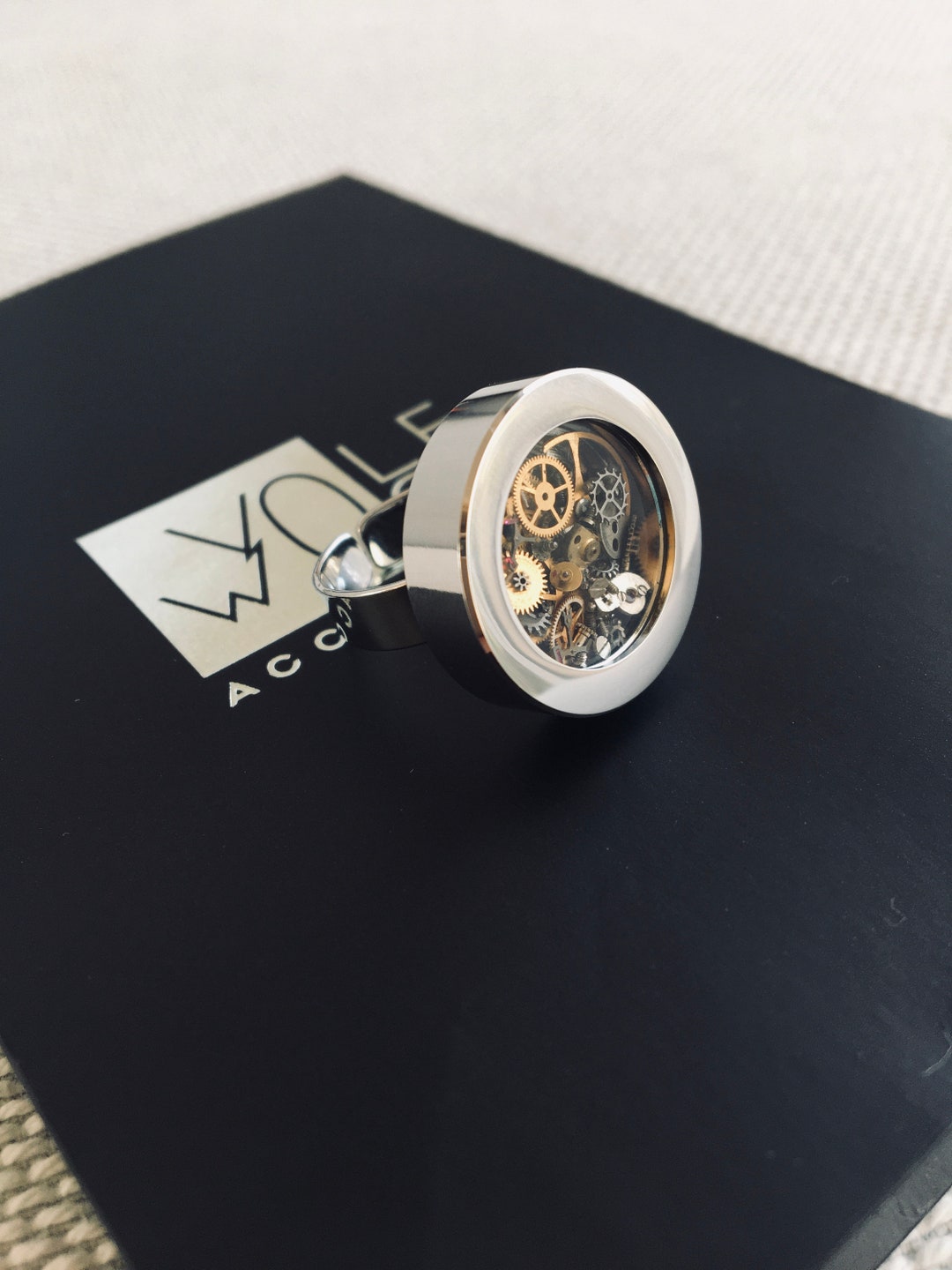 Watch Gears Silver Colour Ring, Vintage Steampunk, Real Watch Gears and ...