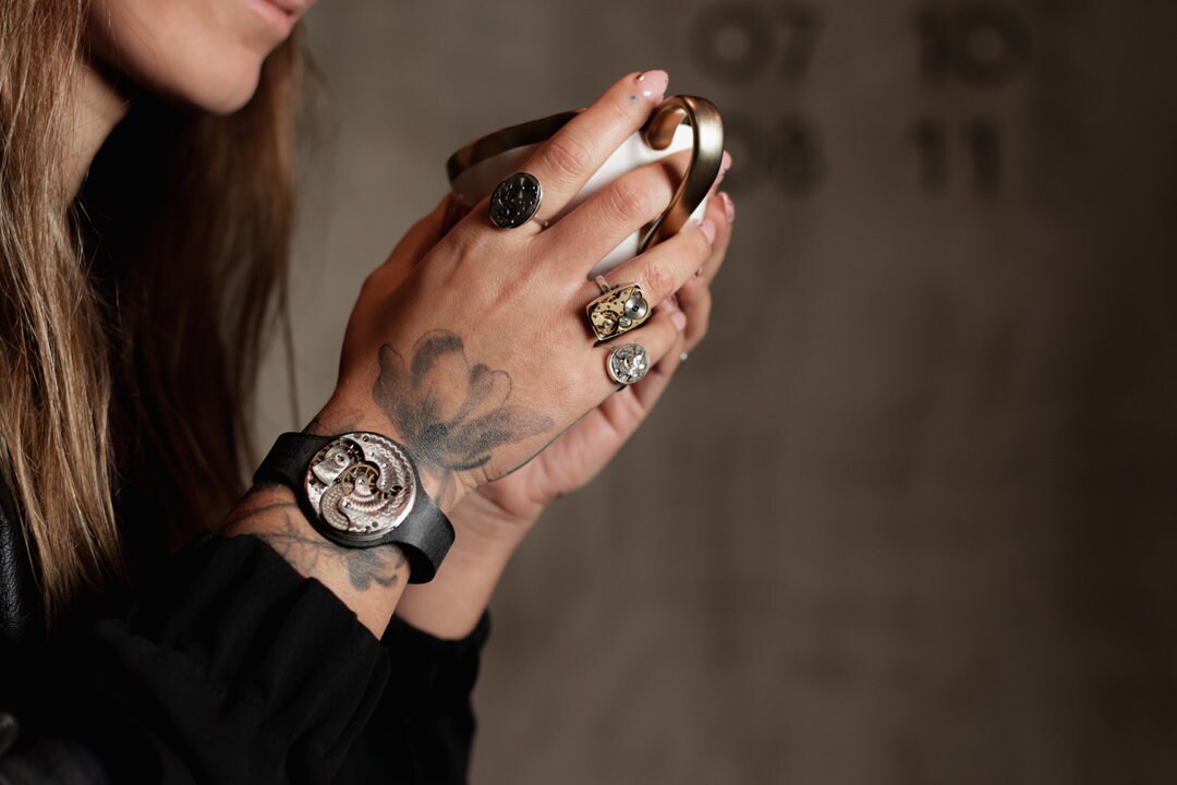 Bracelet made from real pocket watch movement and genuine | Etsy