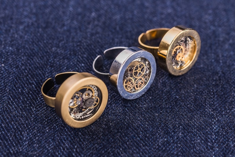 Watch Gears Ring, Vintage Steampunk, Real Watch Gears and Made Retro ...