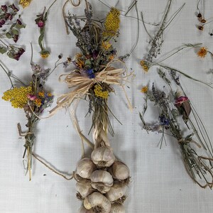 Organic Garlic Braid Decorated With Herbs and Flowers. Home Blessing ...