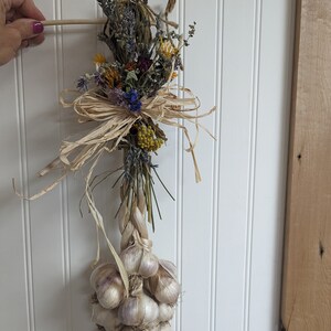 Organic Garlic Braid Decorated With Herbs and Flowers. Home Blessing ...