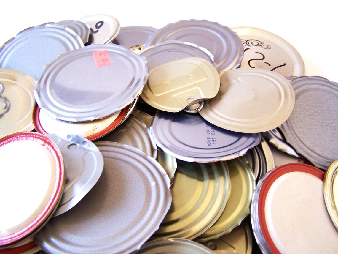 Round Metal Food Can Lids Lot of 150, Metal Art and Craft Supply ...