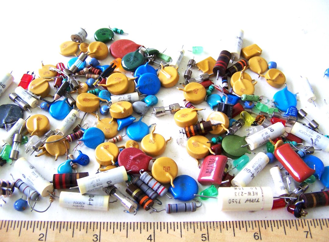 Small Resistors and Capacitors, Craft Supply, Electronic Scrap ...