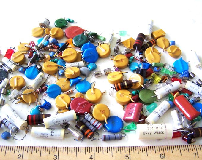 Small Resistors and Capacitors, Craft Supply, Electronic Scrap ...