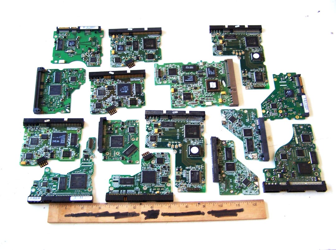Circuit Boards Salvaged From Hard Drives, Computer Boards, Gold Circuit ...
