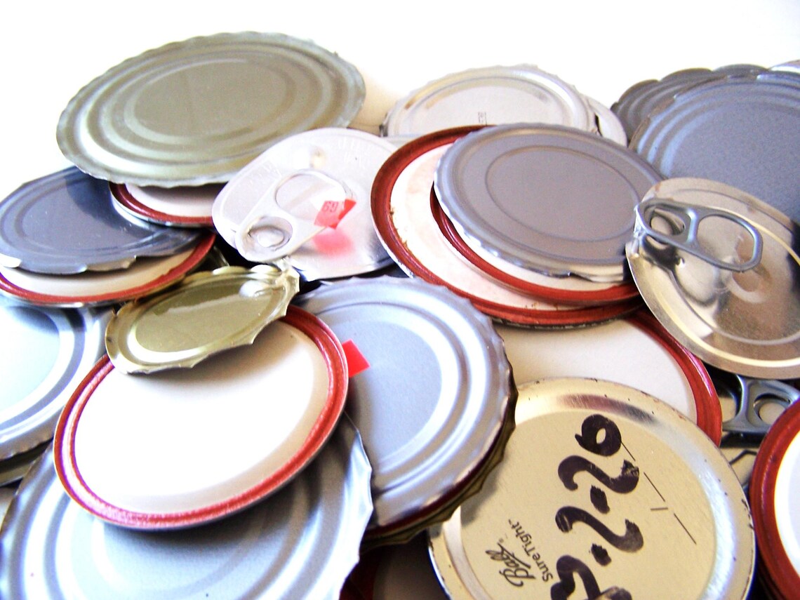 Round Metal Food Can Lids Lot of 150, Metal Art and Craft Supply ...