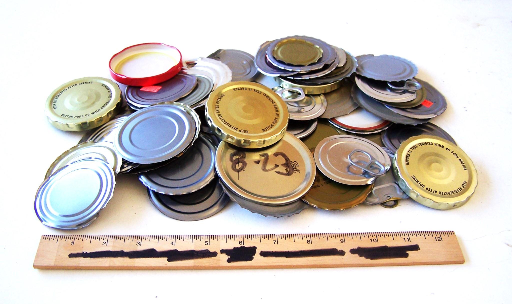 Round Metal Food Can Lids Lot of 50, Metal Art and Craft Supply ...