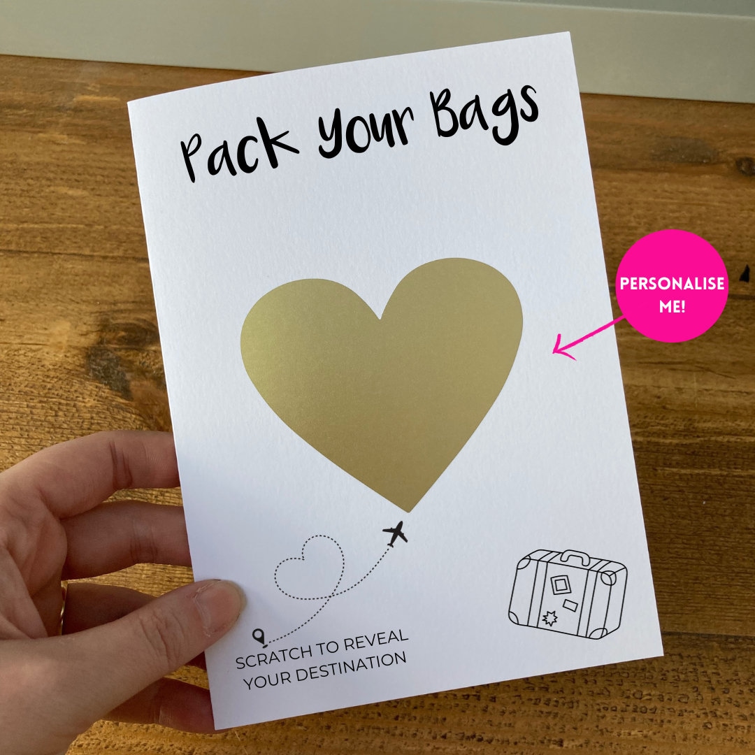 Personalised Holiday Reveal Card, Scratch to Reveal Surprise ...