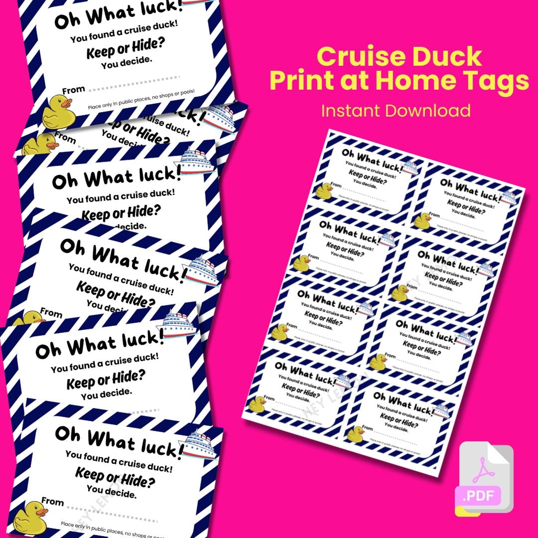 Print at Home Cruise Duck Tags, Oh What Luck, Cruise Rubber Duck Labels ...