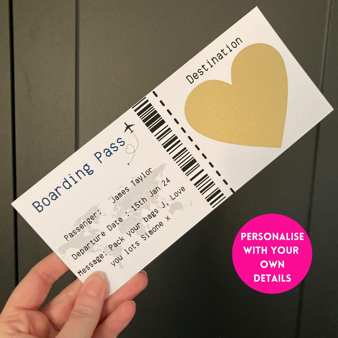 Personalised Boarding Pass Holiday Reveal, Scratch to Reveal Surprise ...