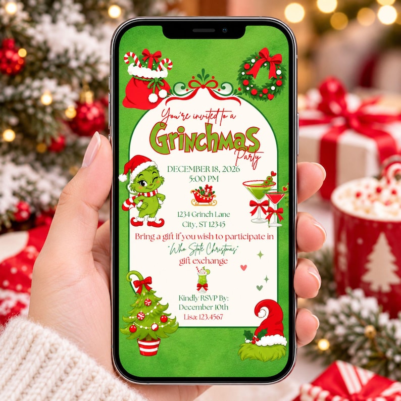 Ginchmas Party Invitation Christmas Canva Template - Etsy