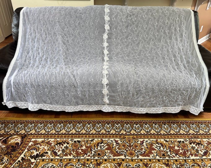 Beautiful 7x 7 Feet, White Embroidery on White Chiffon, Wedding Chuppah ...