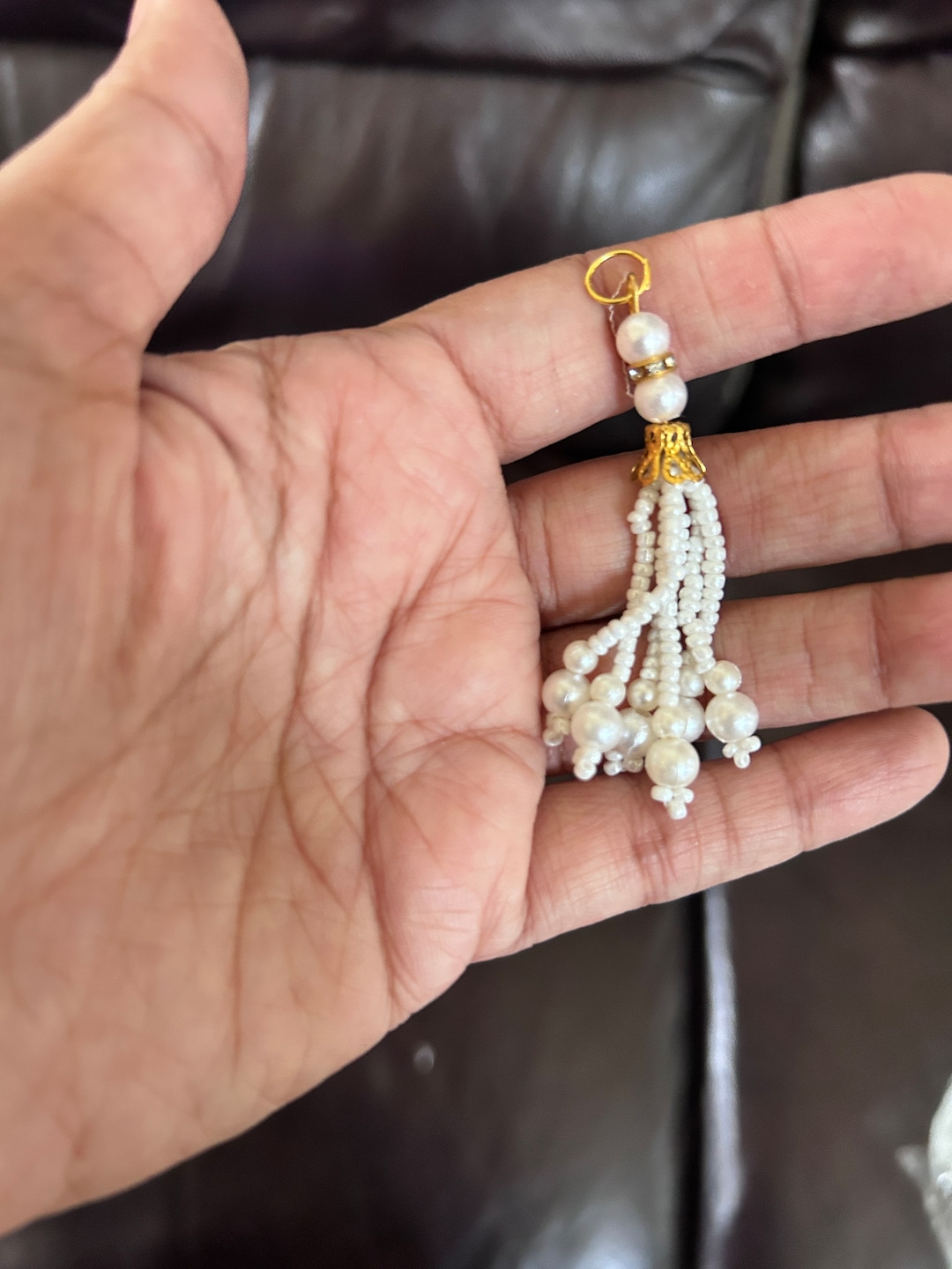 Set of 12, Elegant Cluster of White Rice Pearls With Gold Hook Tassel ...
